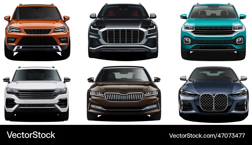 Realistic 3d isolated car collection Royalty Free Vector