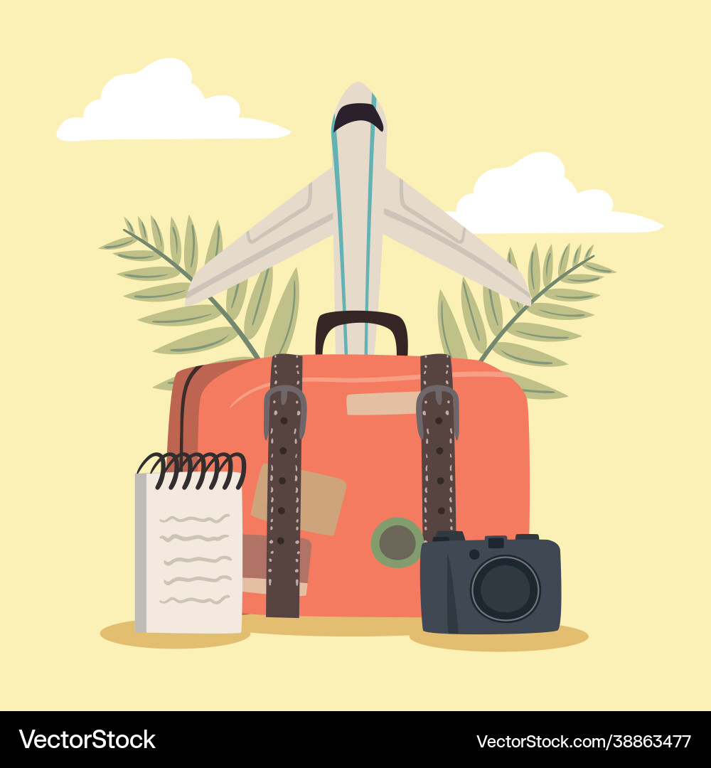 Suitcase and airplane Royalty Free Vector Image