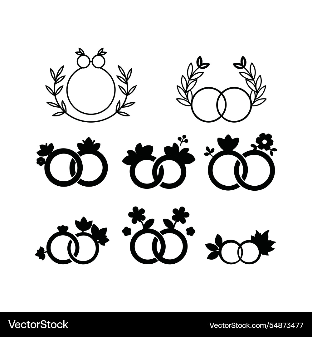 Wedding ring collection Royalty Free Vector Image