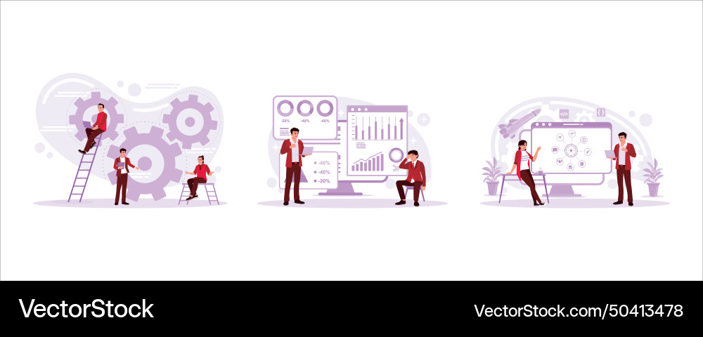 Entrepreneur with gear background income Vector Image