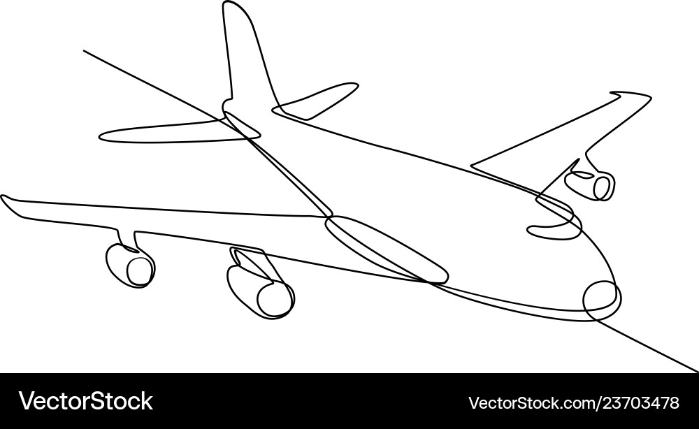 Jumbo jet plane airliner continuous line Vector Image