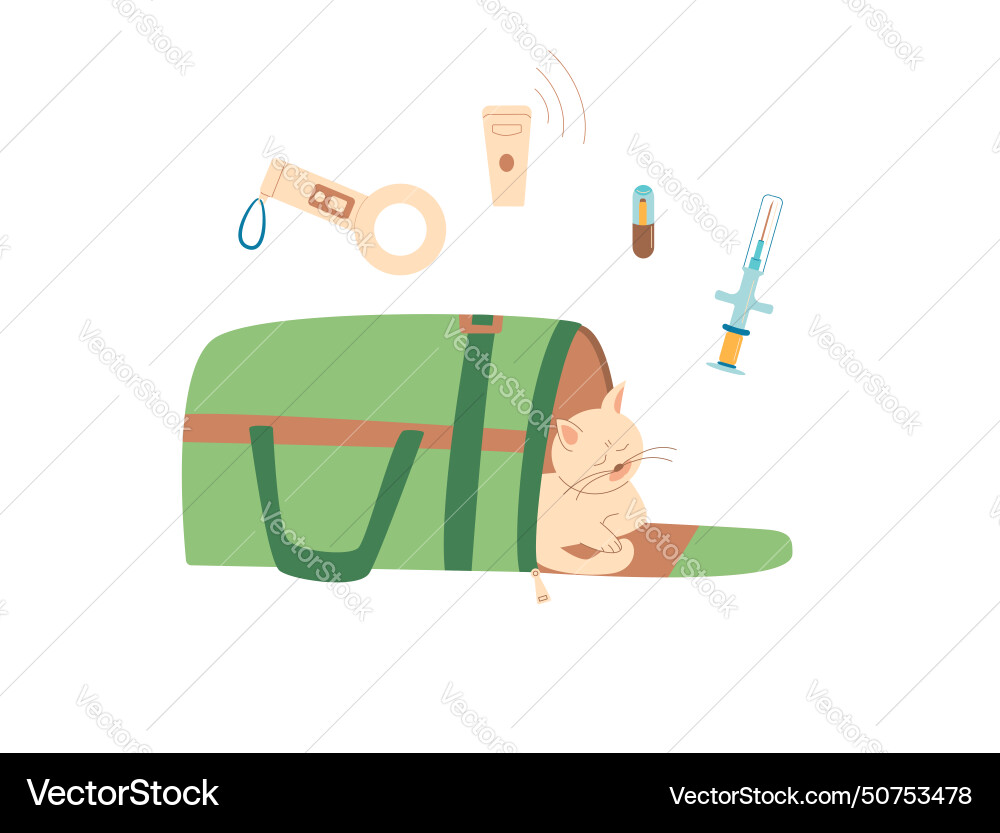 Microchip pets service scanner chip and cat Vector Image