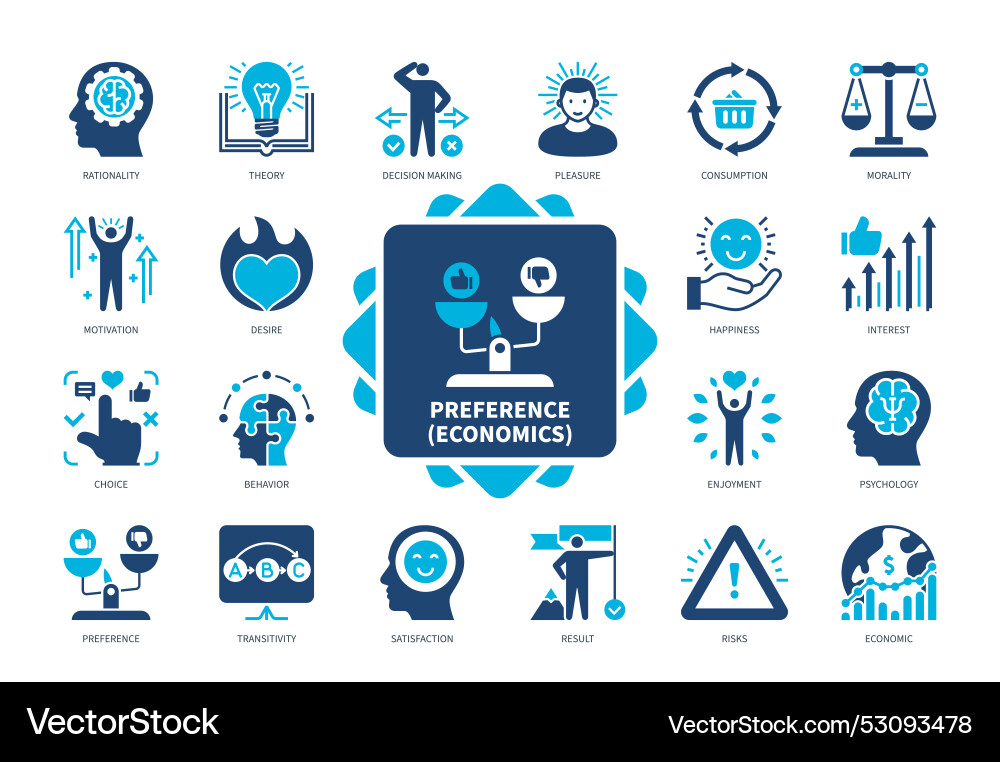 Preference economics solid icon set Royalty Free Vector