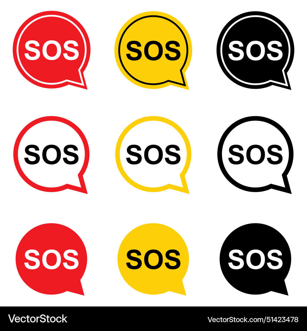 Set of sos help icon safety support alert design Vector Image