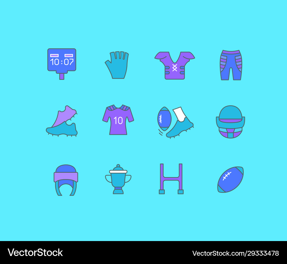 Set simple line icons rugby Royalty Free Vector Image