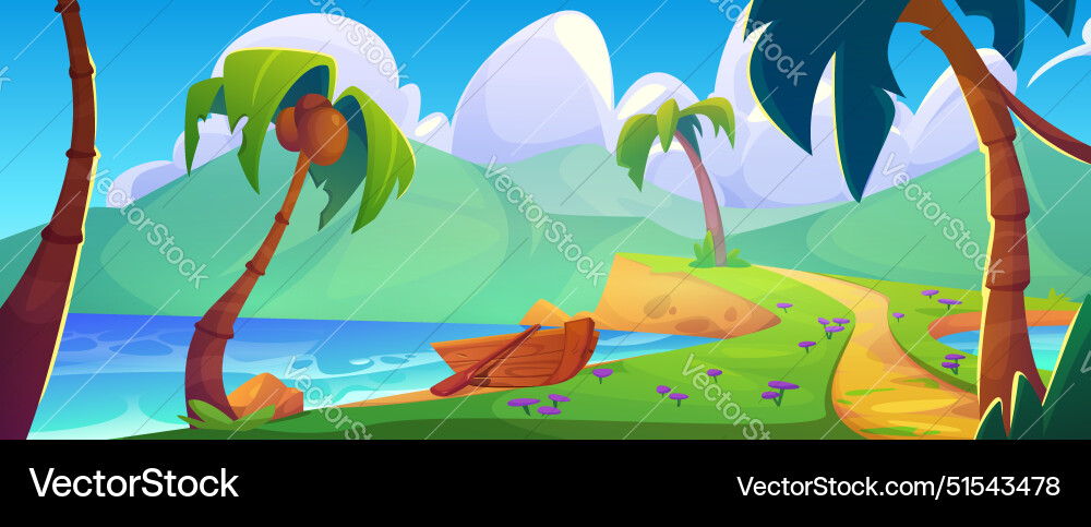Tropical lagoon landscape Royalty Free Vector Image