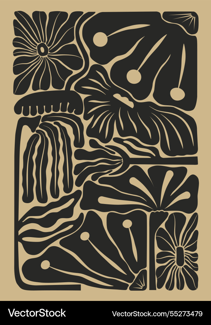 Abstract black aesthetic floral Royalty Free Vector Image