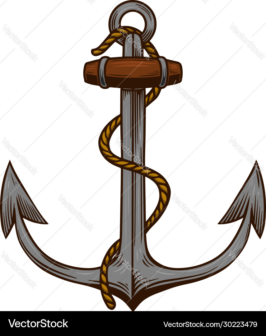Anchor in engraving style on white background Vector Image