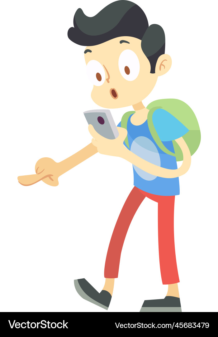 Augmented mobile game player cartoon kid play Vector Image