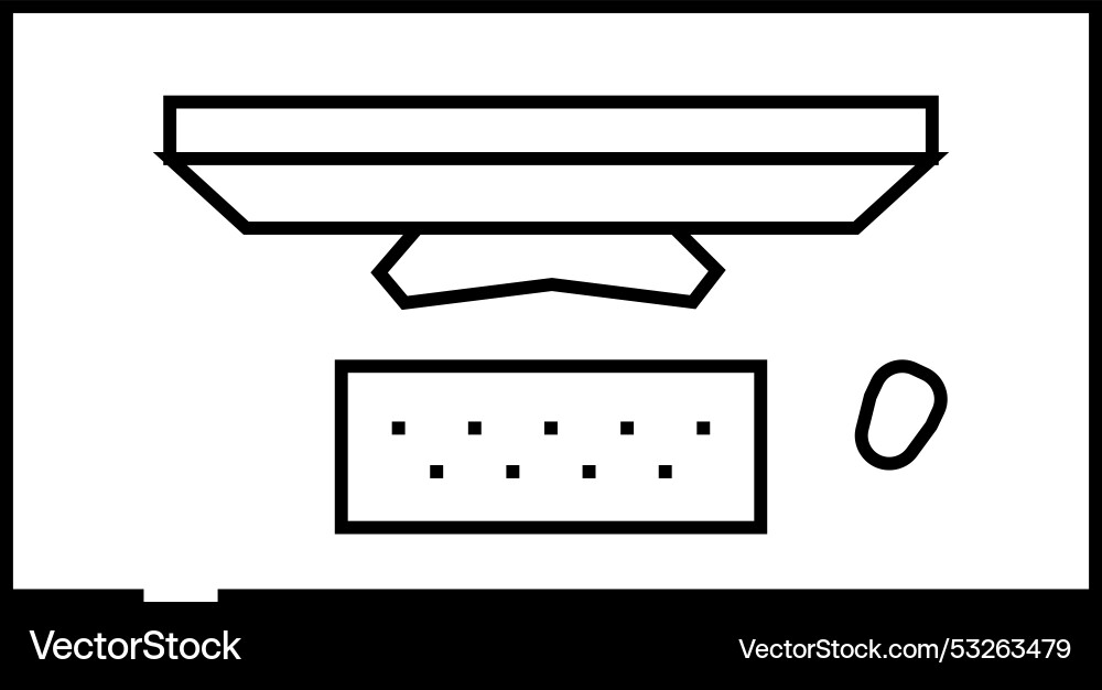 Computer table monitor top view line icon Vector Image