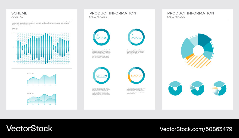 Coverage audience data charts in color Royalty Free Vector
