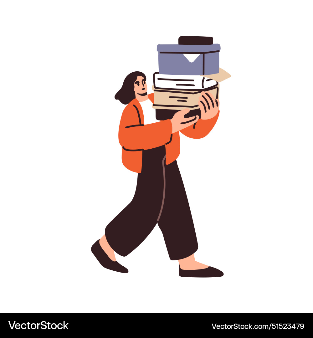 Employee carrying work papers documents stack Vector Image