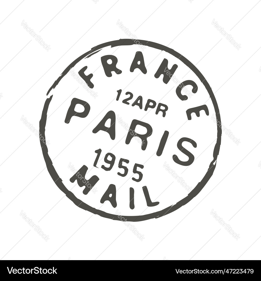 France paris postage and grunge postal stamp Vector Image