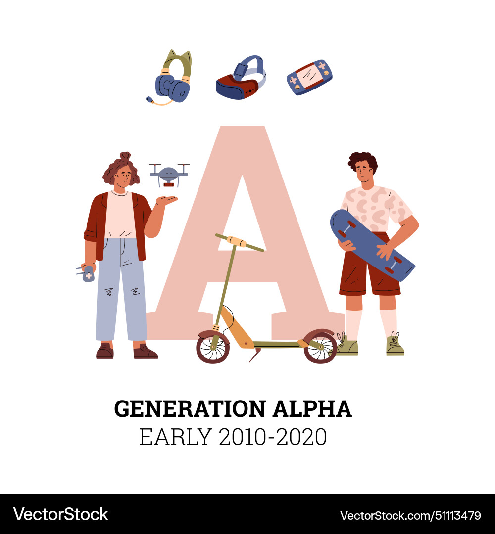 Generation alpha lifestyle Royalty Free Vector Image
