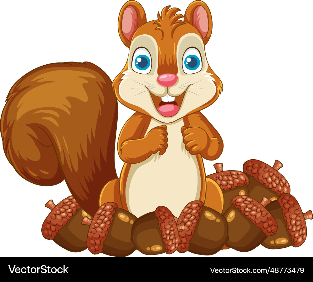 Happy squirrel cartoon Royalty Free Vector Image