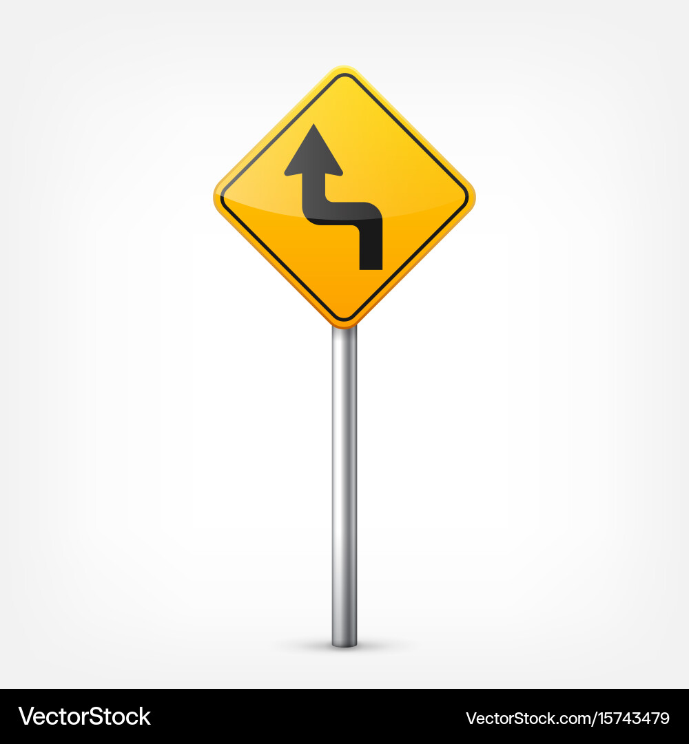 Road yellow signs collection isolated on white Vector Image
