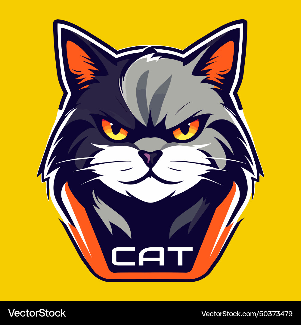 Sharp cat head logo branding Royalty Free Vector Image
