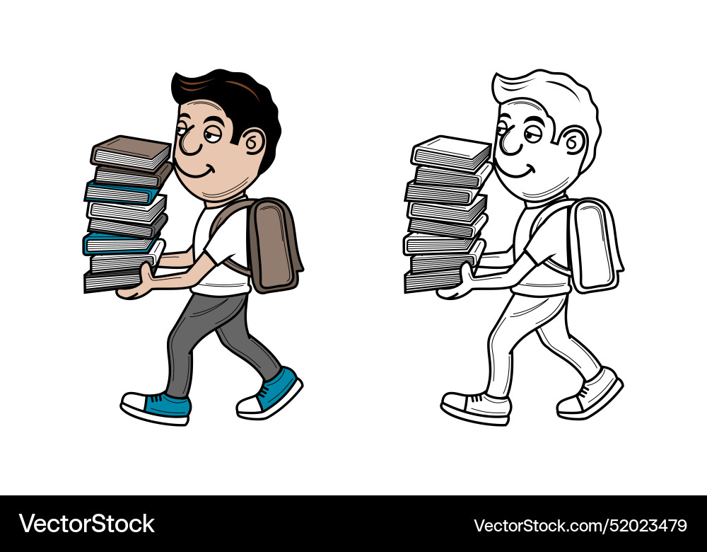 Student doodle cartoon character design Royalty Free Vector