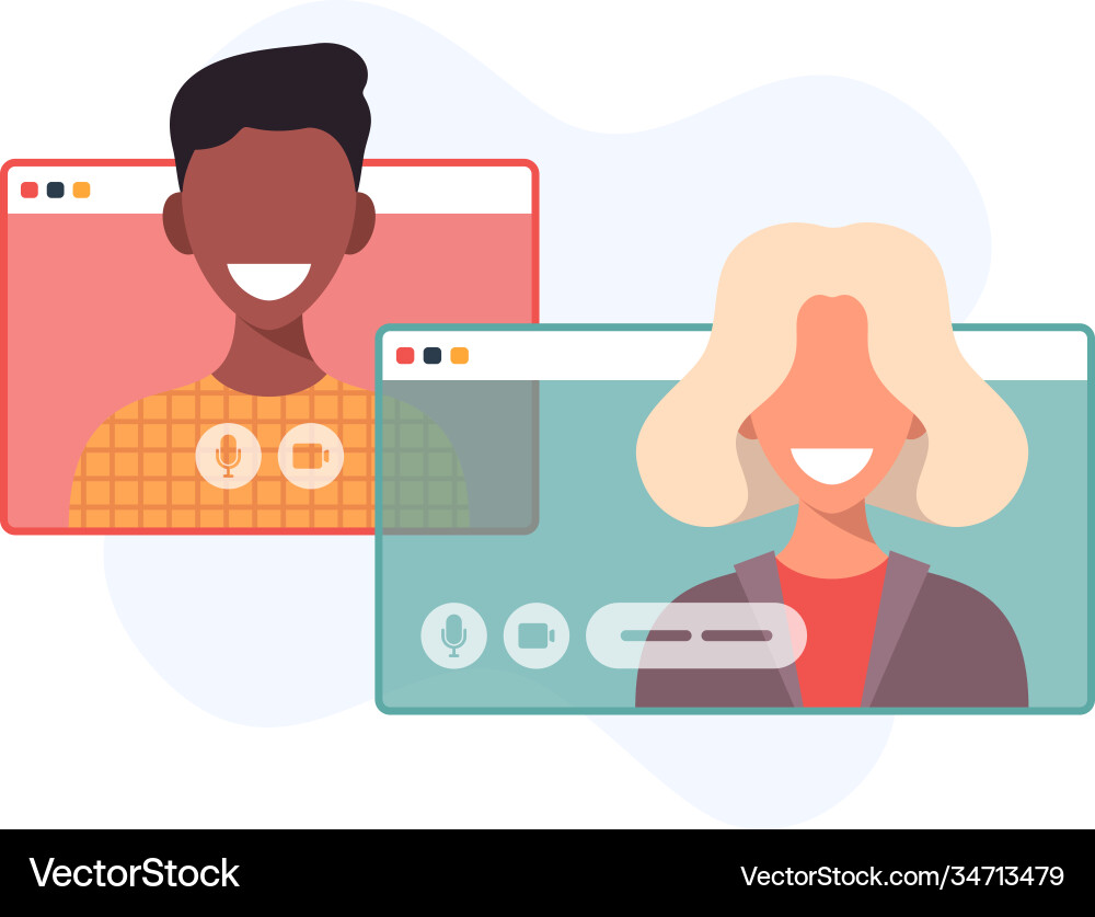 Zwei glückliche Leute sprechen über Videoruflächel