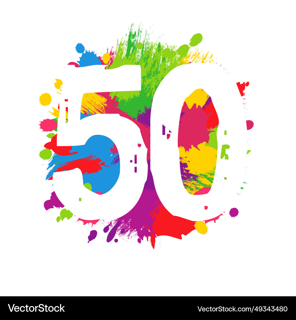 50 brushing strokes top number Royalty Free Vector Image