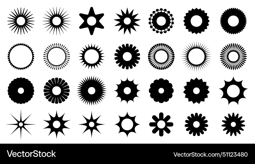 Black geometric circular patterns Royalty Free Vector Image