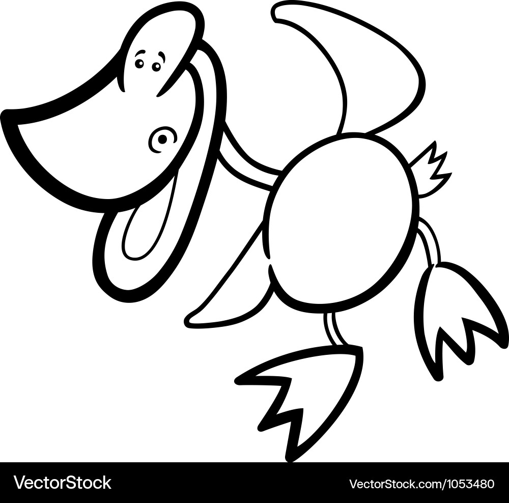 Cartoon funny duck for coloring Royalty Free Vector Image