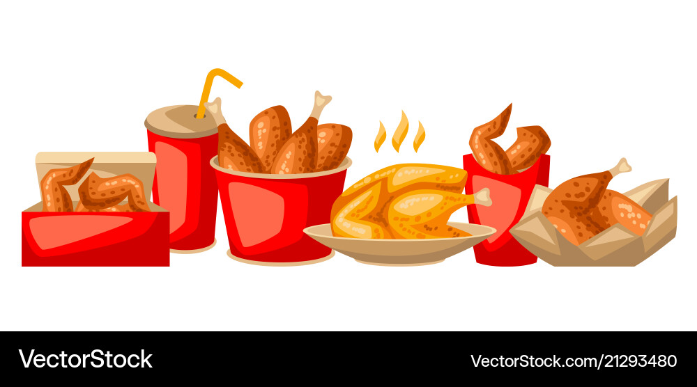 Fast food fried chicken meat Royalty Free Vector Image