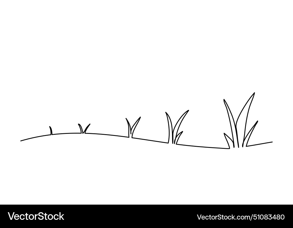 Grass doodle one line drawing Royalty Free Vector Image