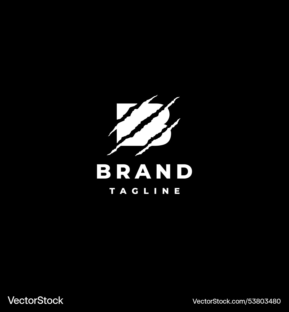 Initial letter b with scratches logo design Vector Image