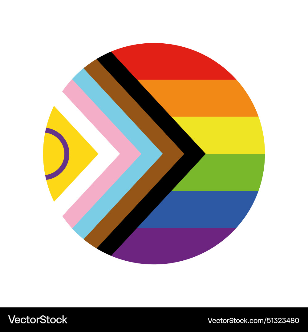 Intersex-inclusive progress pride flag round icon Vector Image