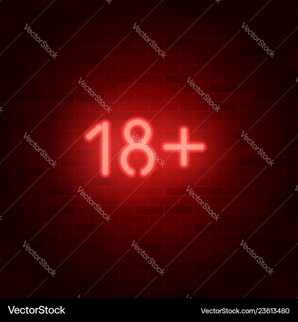 Neon 18+ Age Rating Sign Royalty Free Vector Image