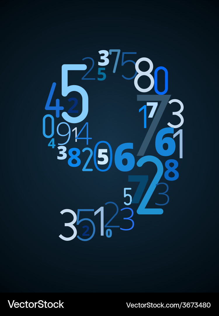 Nummer 9 Schriftart aus Zahlen Lizenzfreies Vektorbild