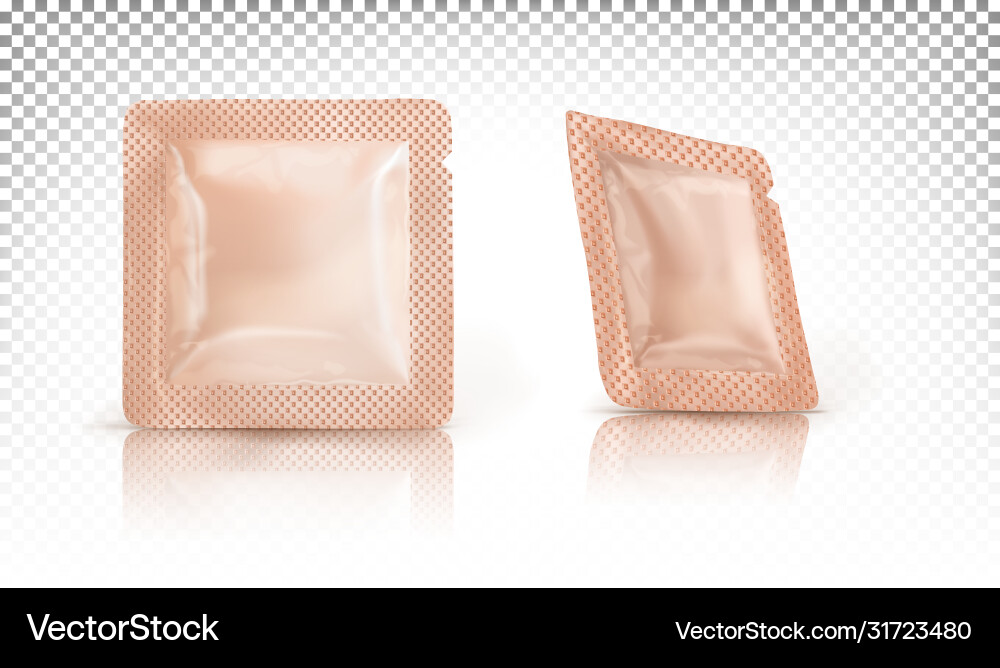 Square beige brown sachets stick packaging min Vector Image