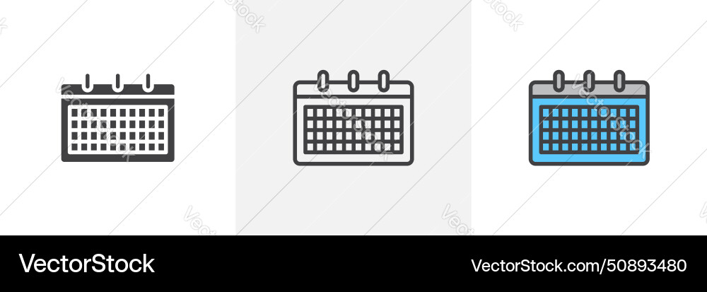 Table calendar icon set event schedule date Vector Image