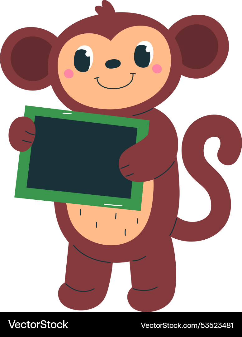 Affe mit Plakat Lizenzfreies Vektorbild - VectorStock