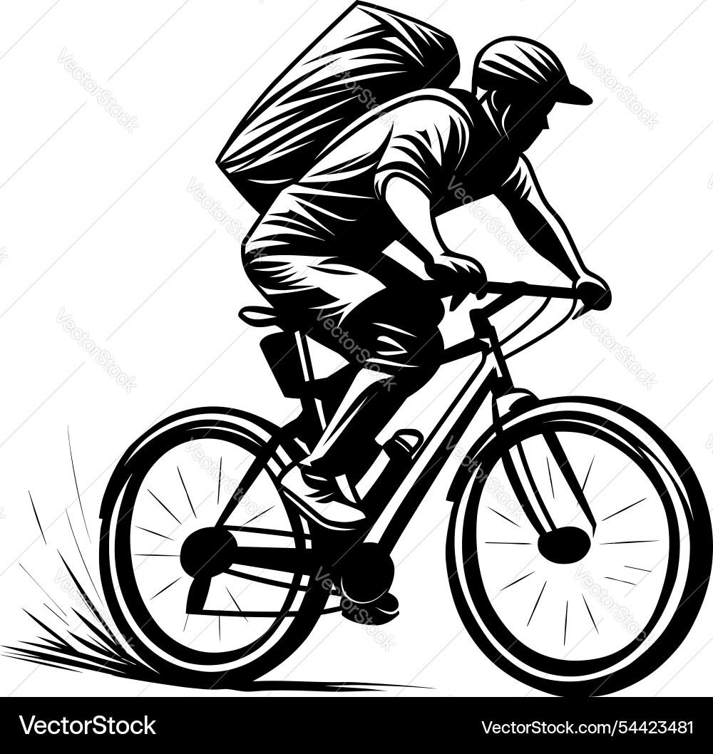Cyclist on a bicycle or delivery man white Vector Image