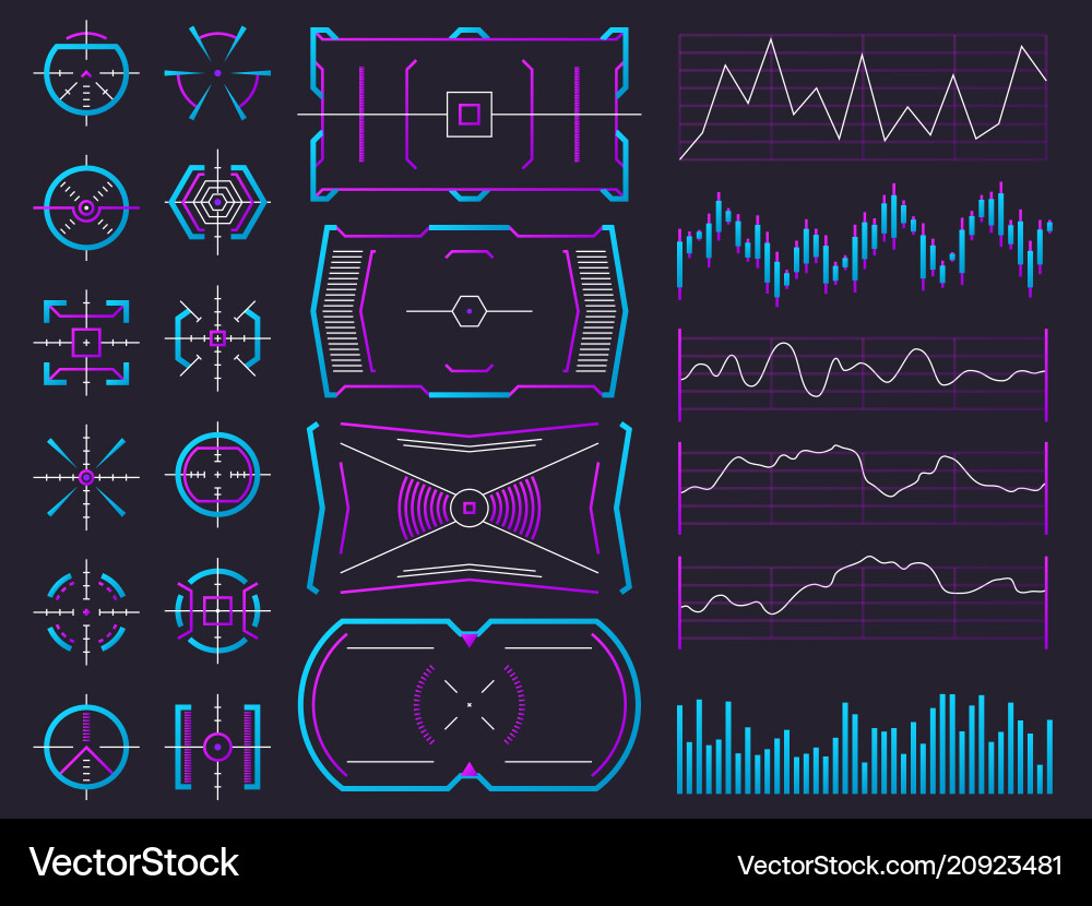 Futuristic ui design hologram screens chart Vector Image
