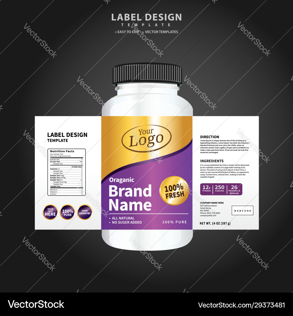 Label and packaging template design Royalty Free Vector