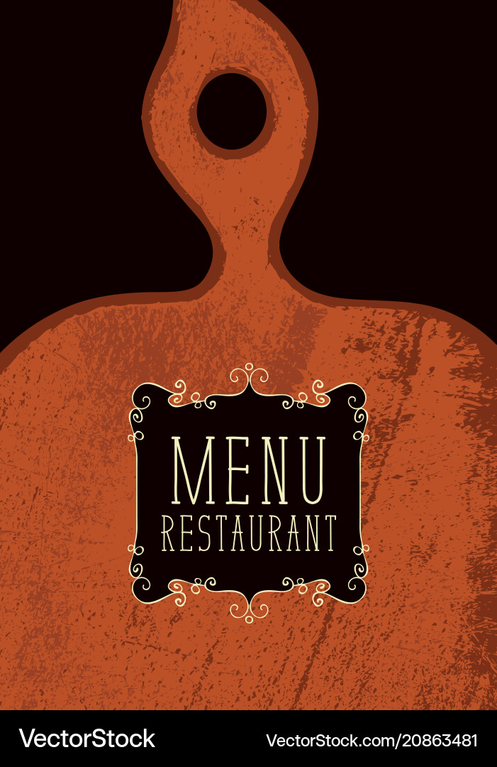 Restaurant menu with wooden cutting board Vector Image