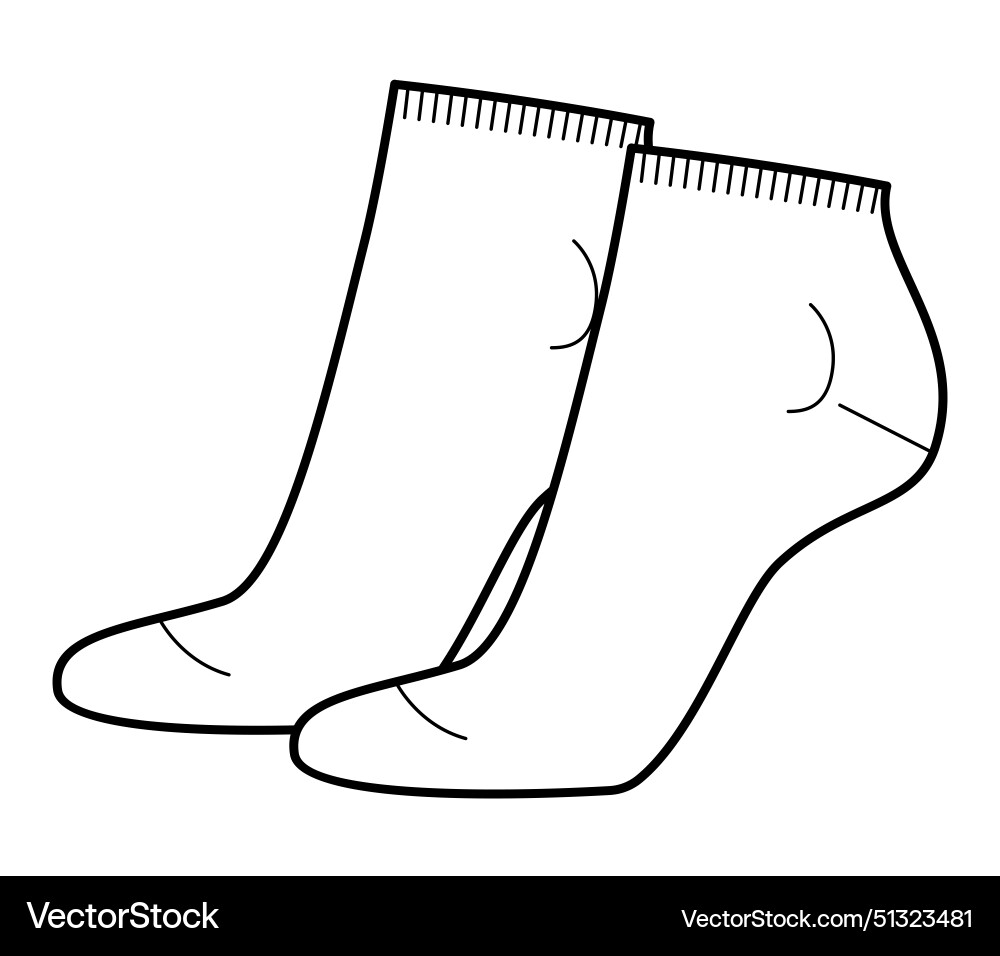 Sneaker socks women shape technical drawing Vector Image