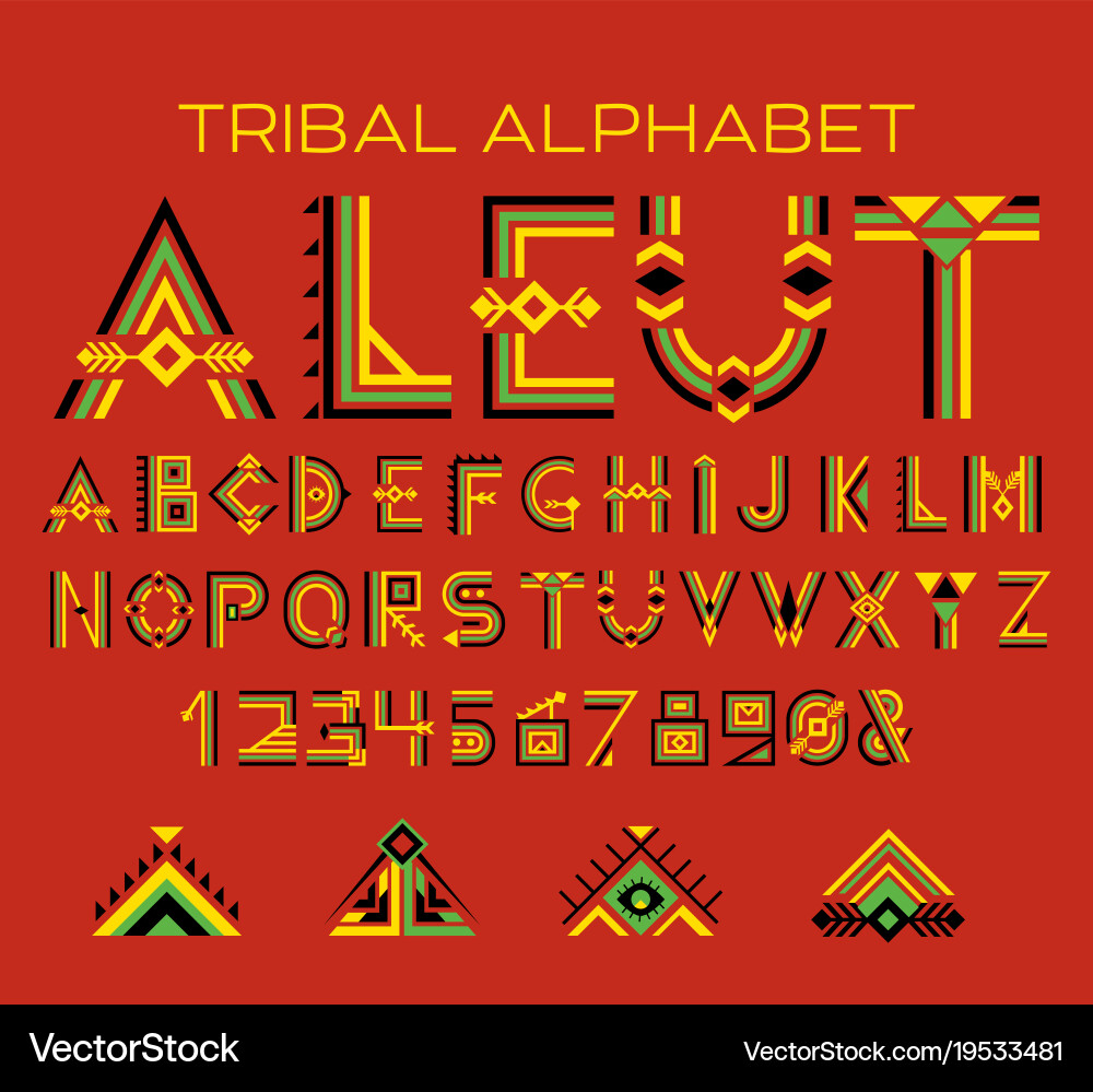 Tribal aleut alphabet Royalty Free Vector Image