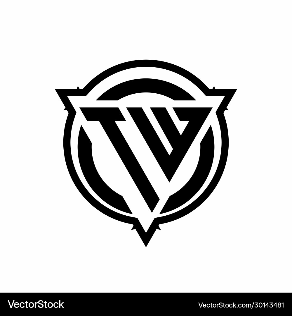 Tw logo with triangle shape and circle Royalty Free Vector