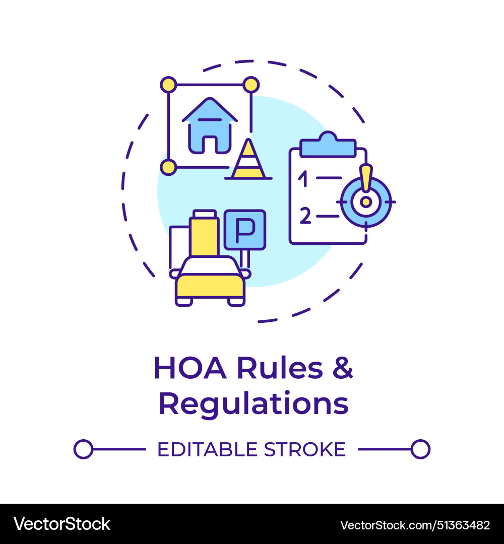 Hoa rules and regulations multi color concept icon
