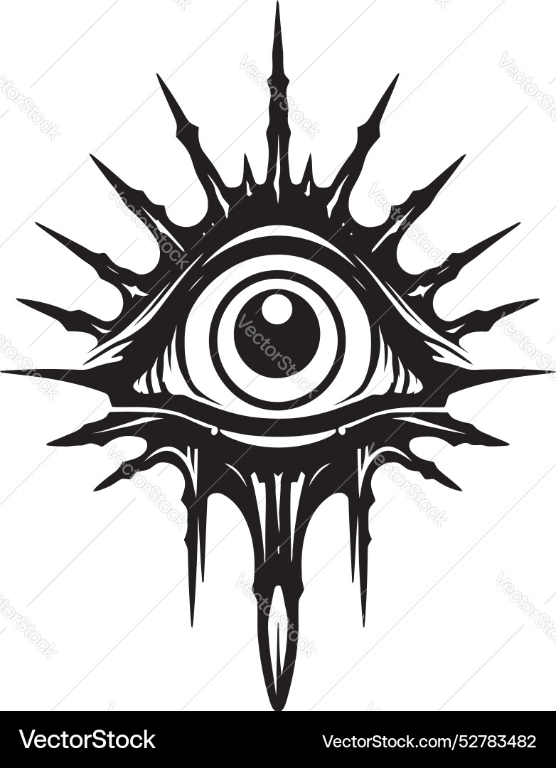 Infernal clutch devil hand with eyeball logo Vector Image