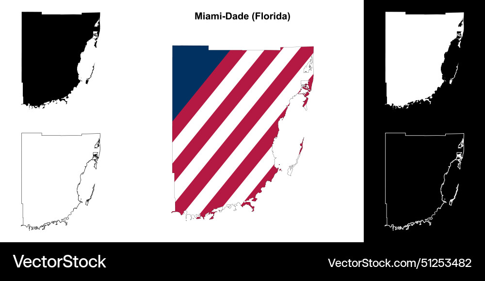 Miami-dade outline map Royalty Free Vector Image