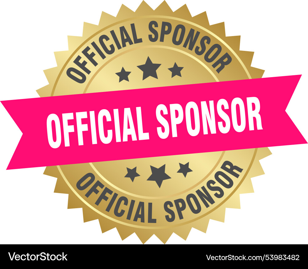 Official sponsor round pink Royalty Free Vector Image