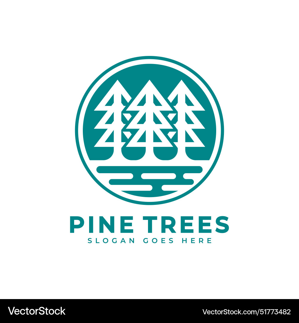 Pine trees logo design abstract geometric Vector Image