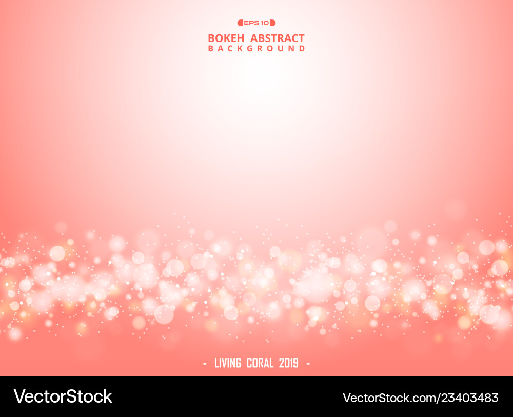 Abstract living coral color gradient bokeh Vector Image