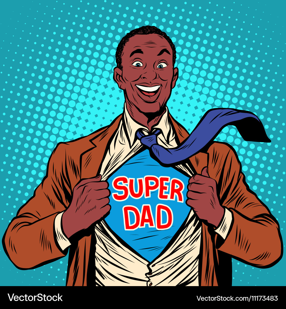 African american joyful super dad Royalty Free Vector Image