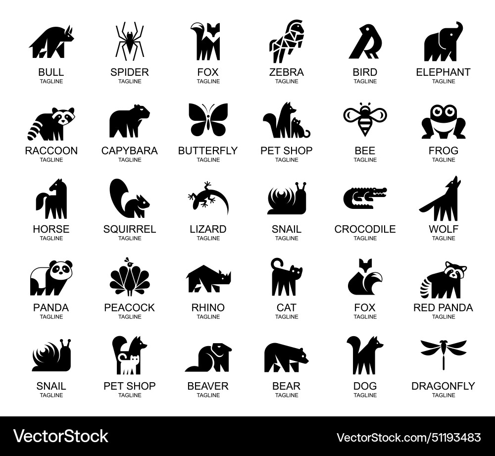 Animals logos collection Royalty Free Vector Image